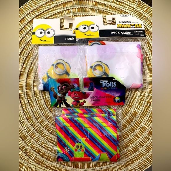 Accessories | Nwt 3 Selling Together Miniontroll Character Neck Gators ...